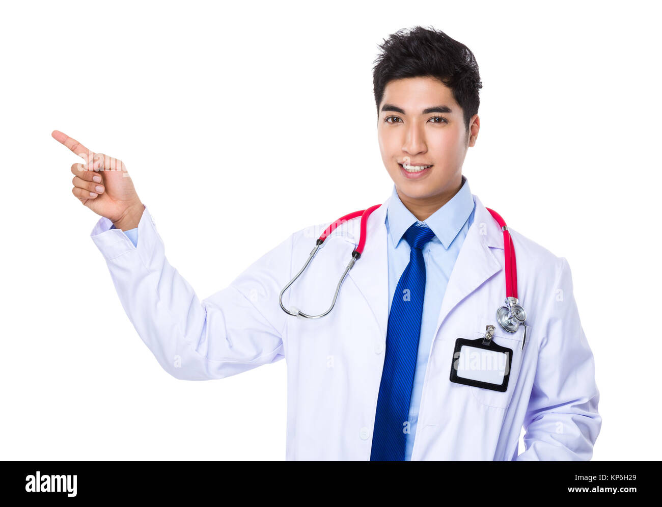 Doctor man with finger point up Stock Photo - Alamy