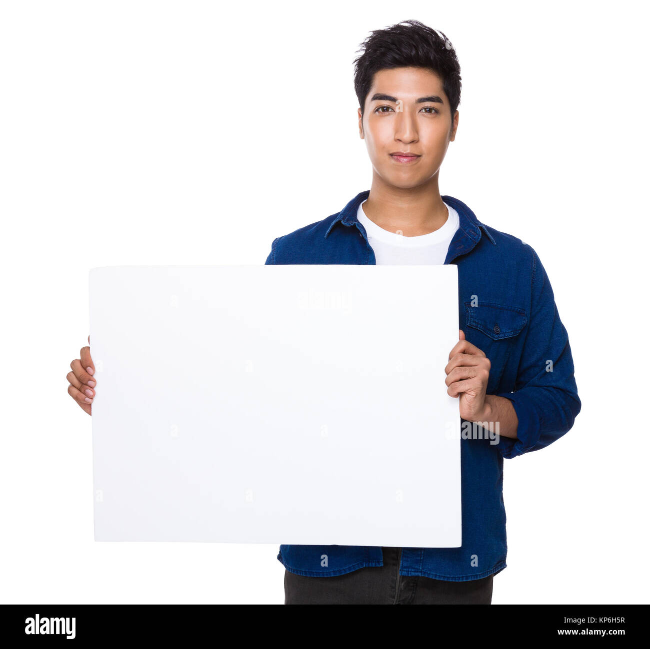 Man showing the white board Stock Photo - Alamy
