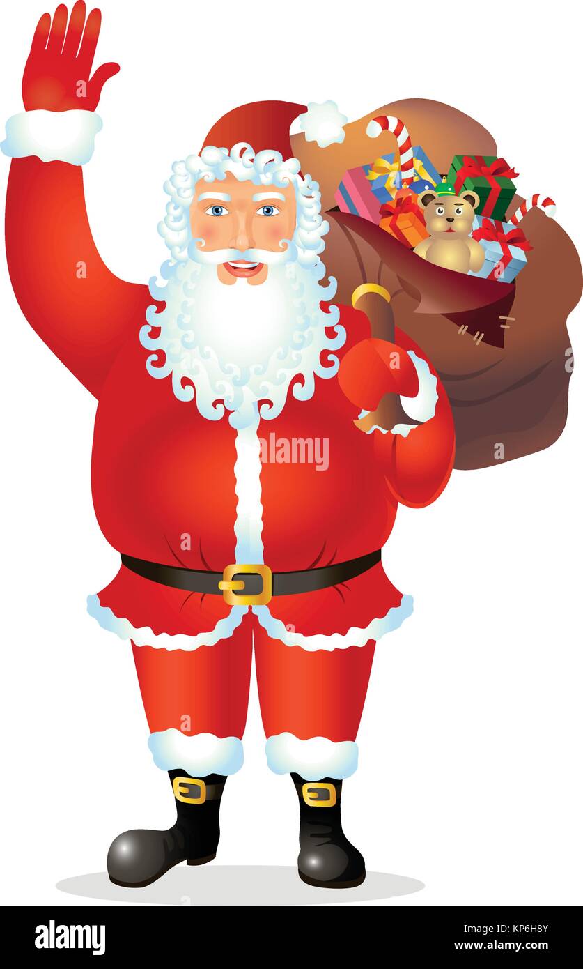 Santa Claus cartoon waving her hand cartoon character - isolated on ...
