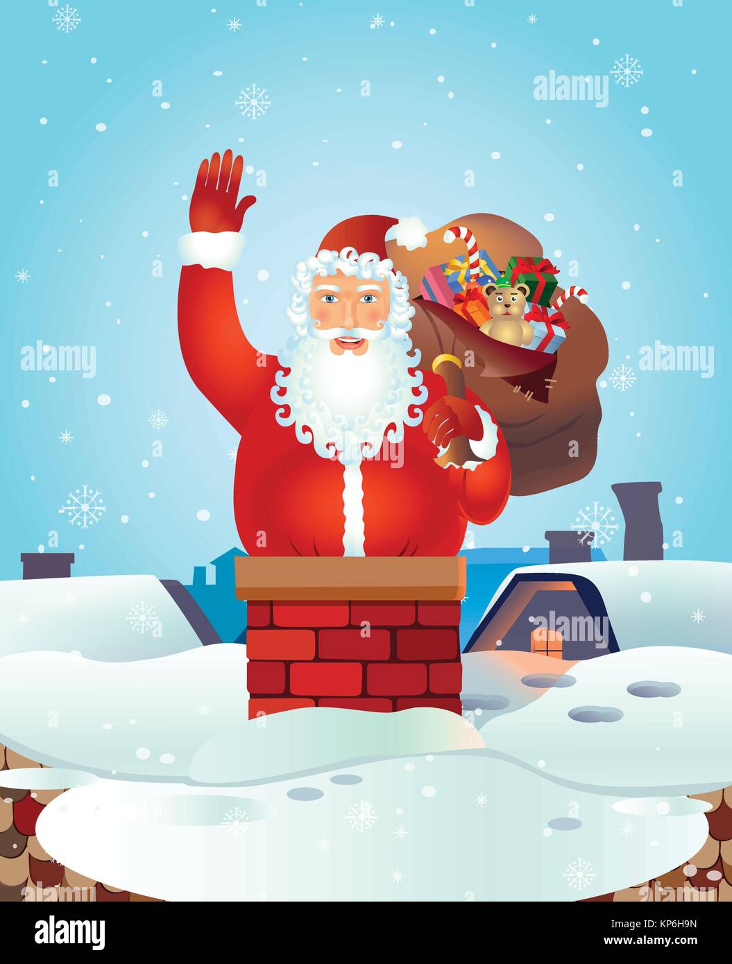 Christmas Santa Claus cartoon waving her hand cartoon character ...