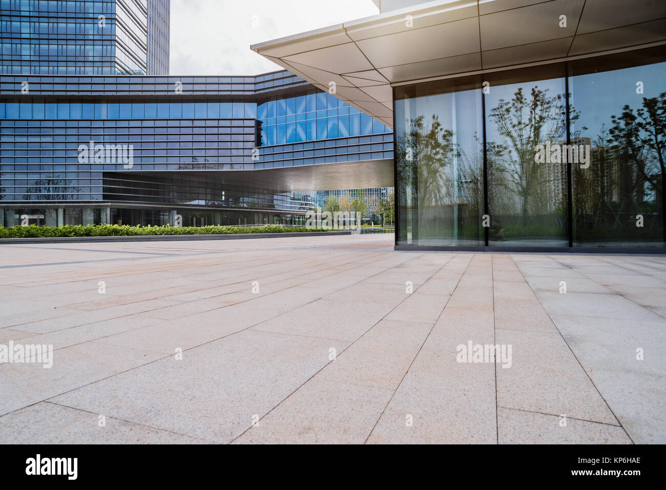 empty brick floor front of modern building in Shanghai Stock Photo - Alamy