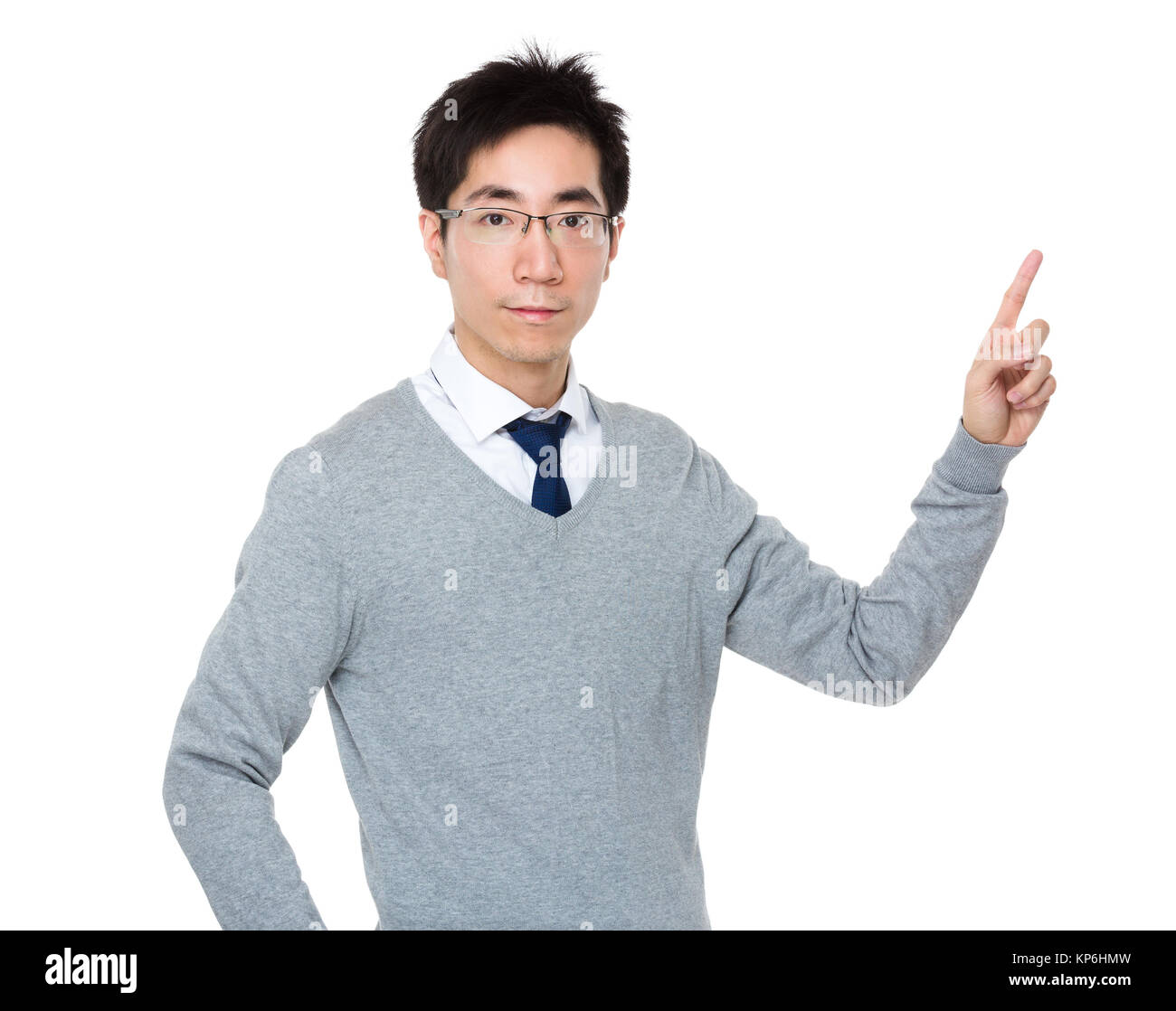 Businessman with finger point up Stock Photo - Alamy
