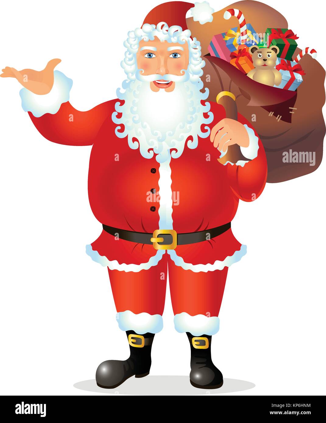 Cartoon Santa Claus present something vector illustration - isolated on ...