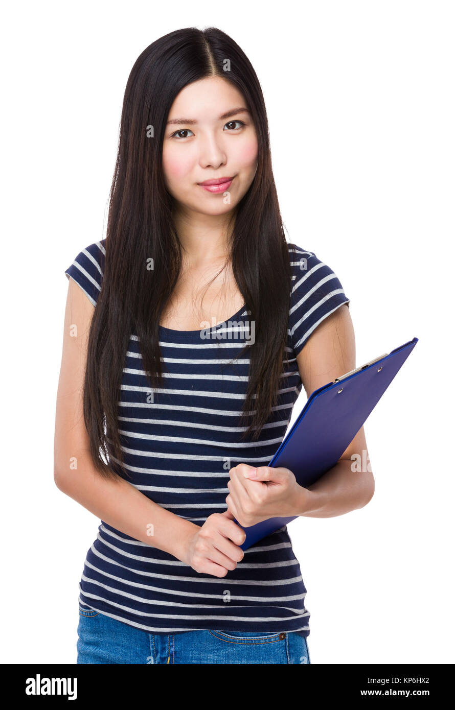 Woman hold with clipboard Stock Photo - Alamy