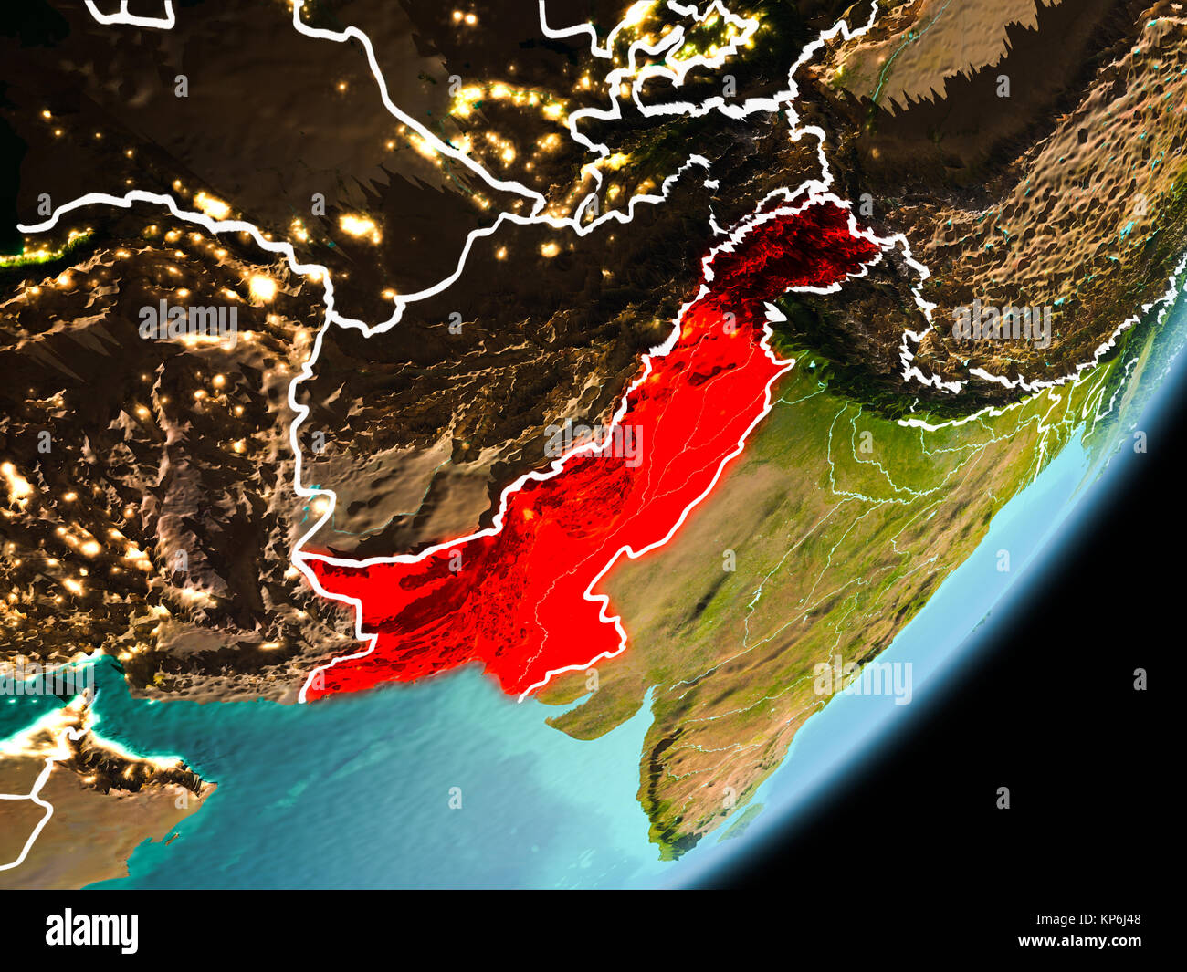 Highlighted satellite image of pakistan hi-res stock photography and ...