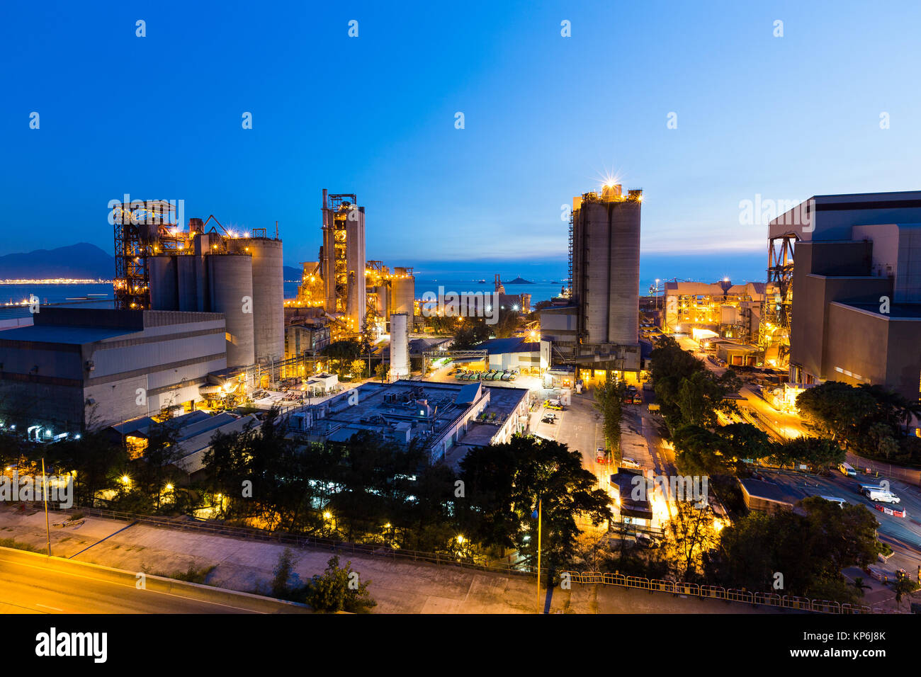 Cement Plant at night Stock Photo - Alamy