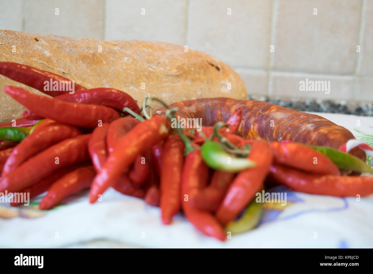 crushed red pepper and salami Stock Photo - Alamy