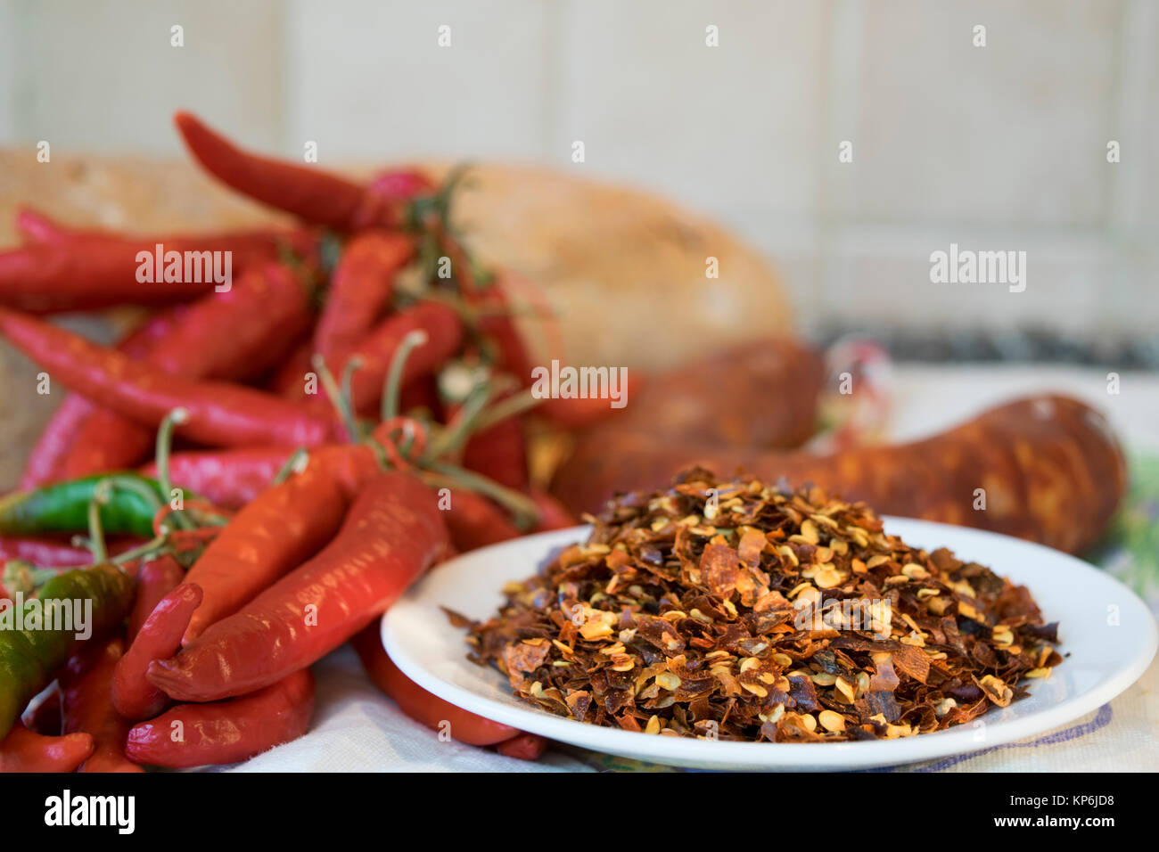 crushed red pepper and salami Stock Photo - Alamy