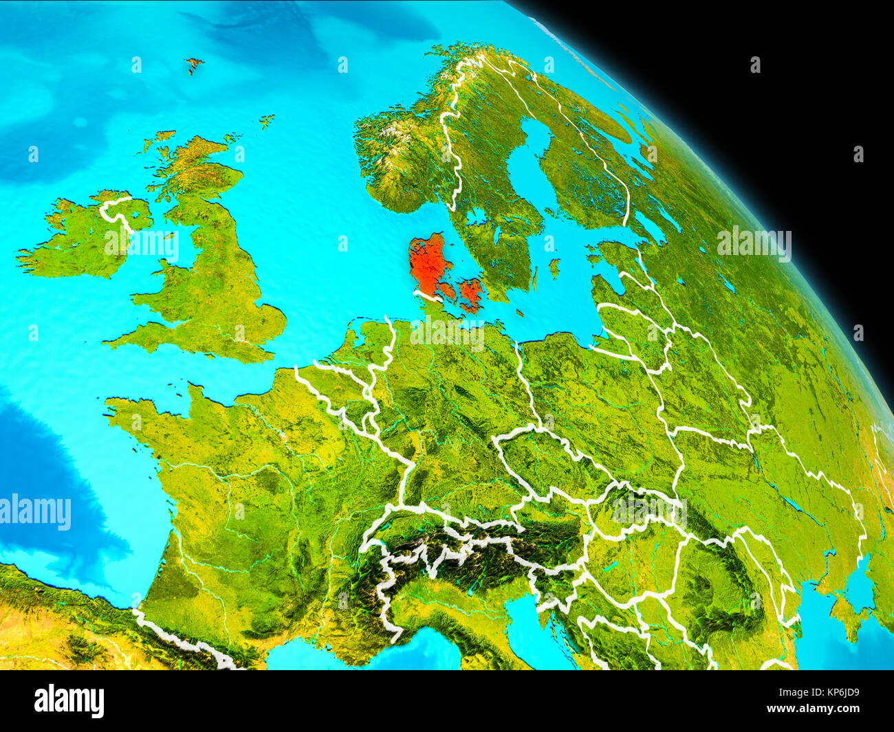 Highlighted satellite image of denmark hi-res stock photography and ...