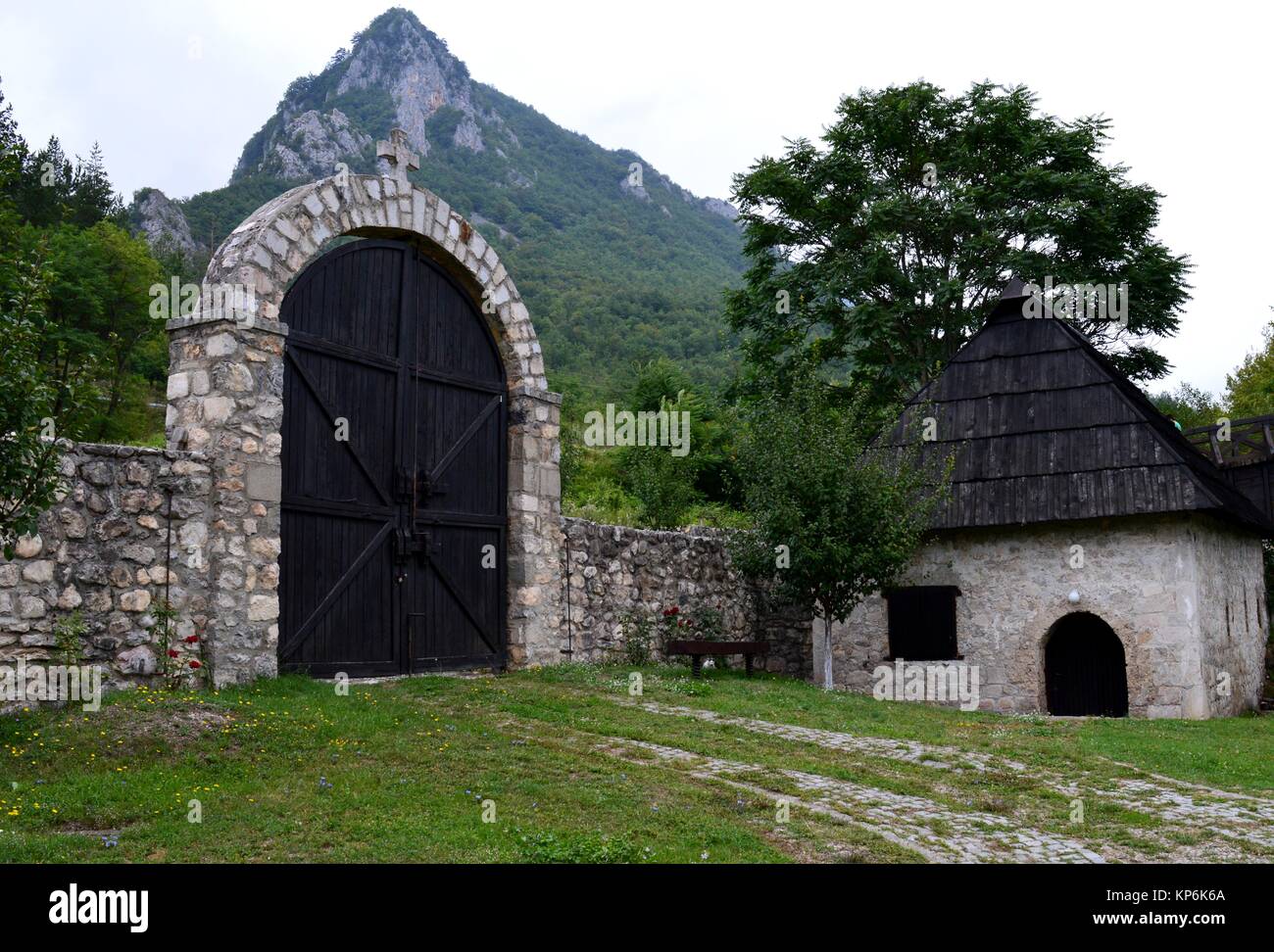 small old house and gate Stock Photo - Alamy