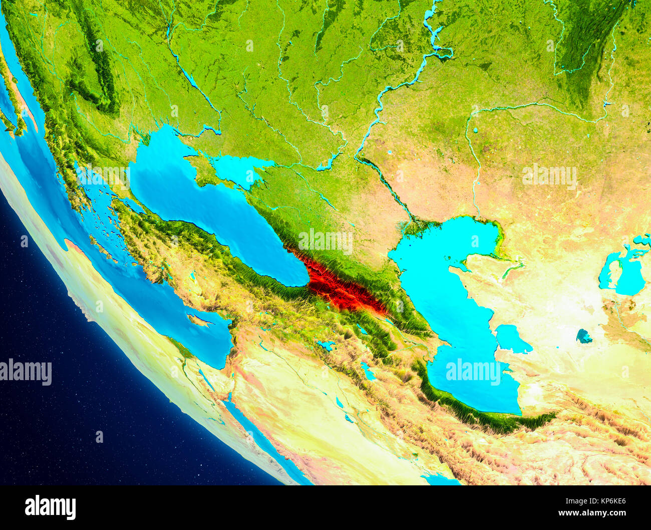Georgia highlighted in red on planet Earth. 3D illustration. Elements ...