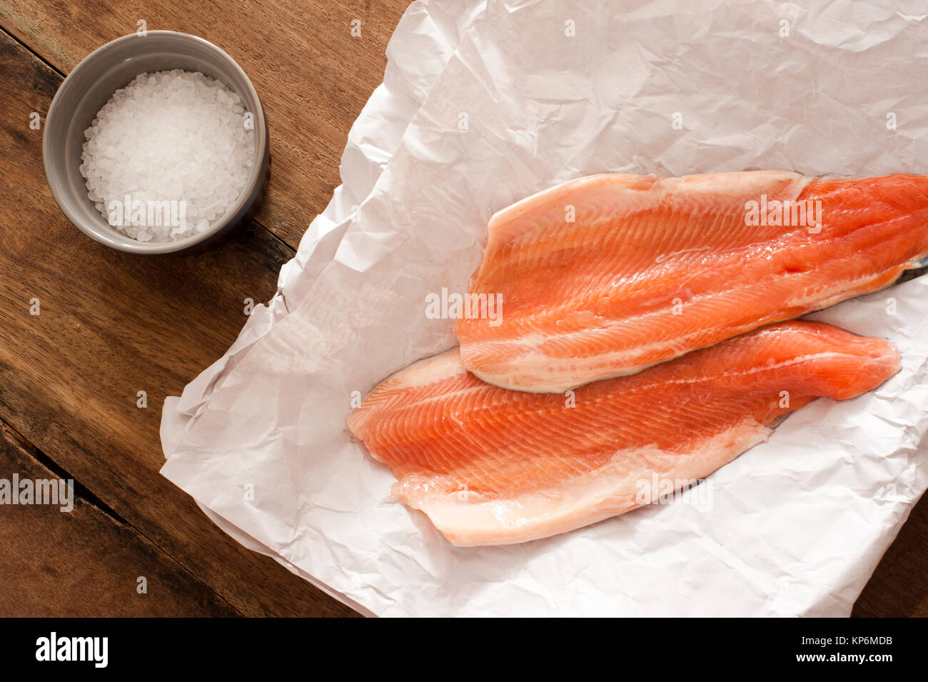 Two raw rainbow trout fillets Stock Photo - Alamy