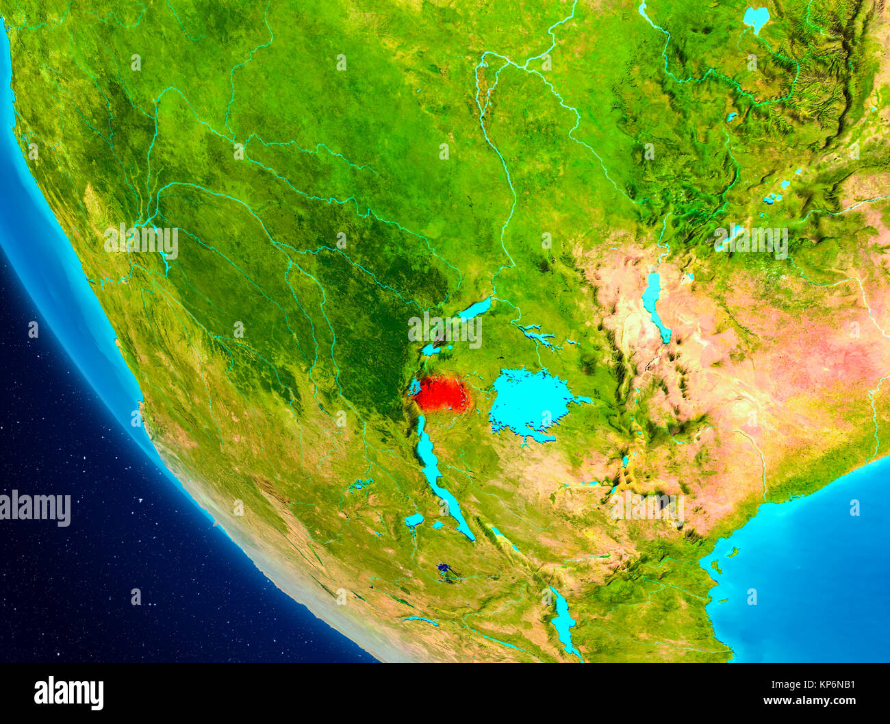 Rwanda highlighted in red hi-res stock photography and images - Alamy