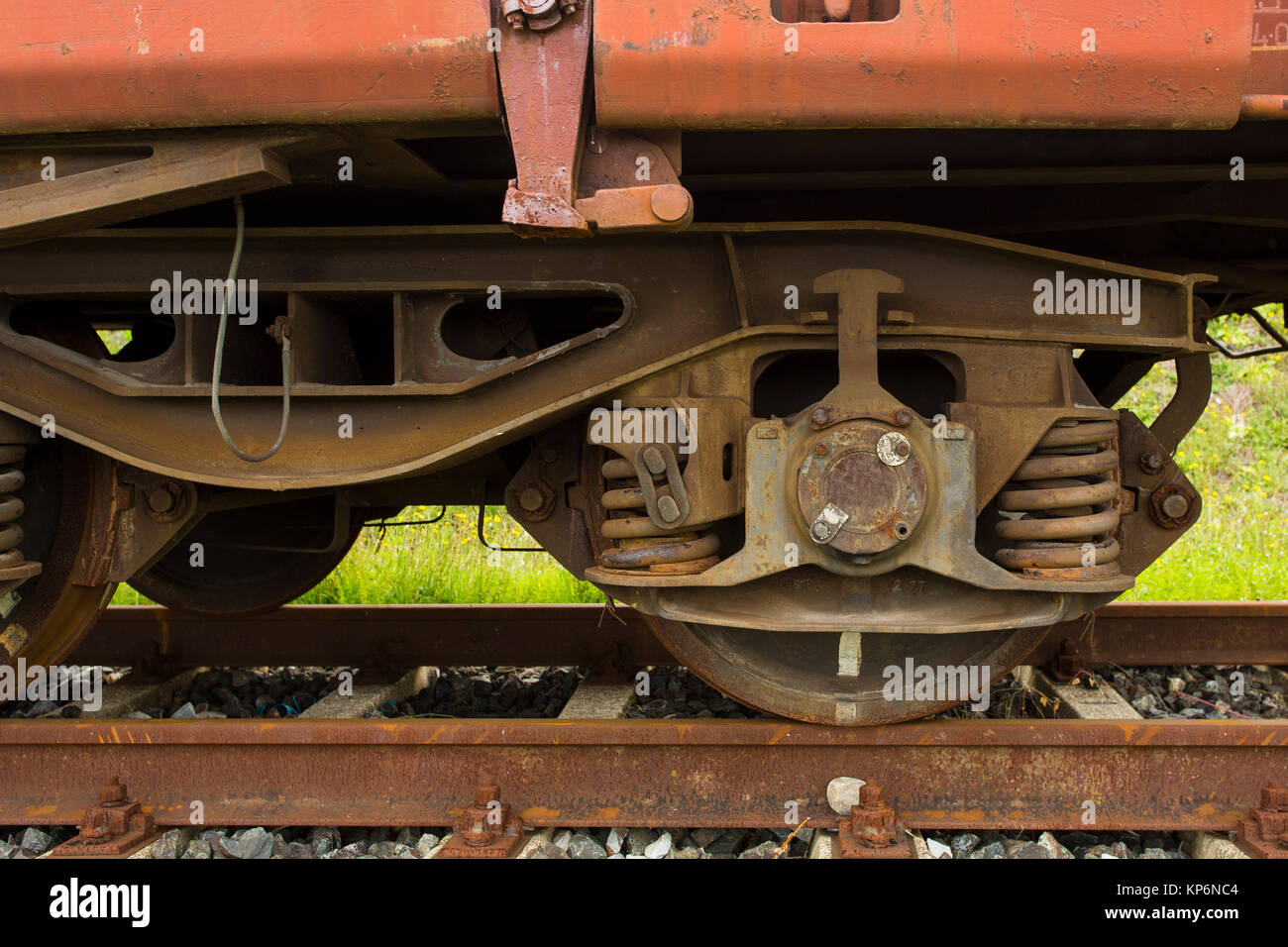 Frontal view of the wheels of the streight train Stock Photo - Alamy