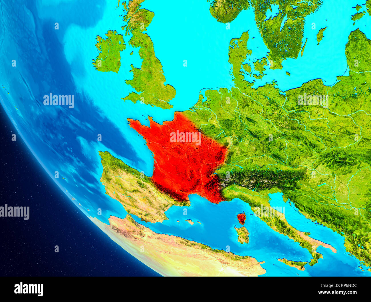 Space view france highlighted hi-res stock photography and images - Alamy