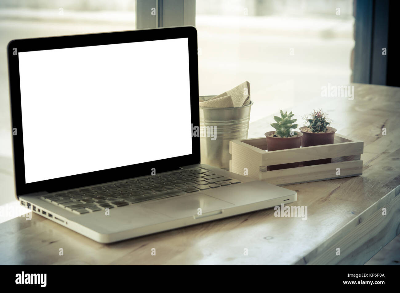 computer on table Stock Photo - Alamy