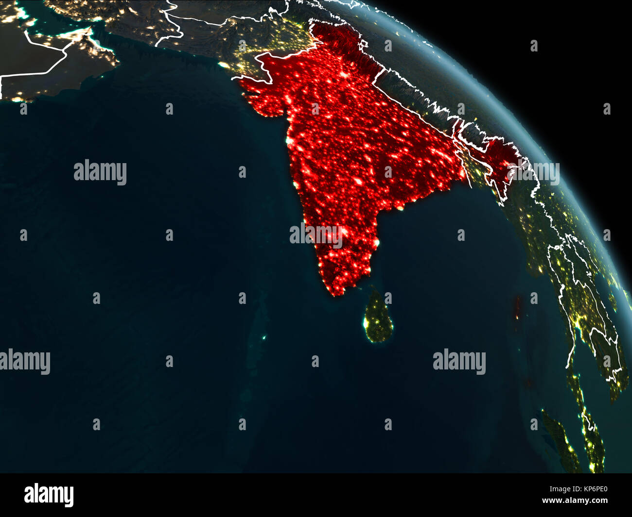 Satellite image of india at night hi-res stock photography and images ...