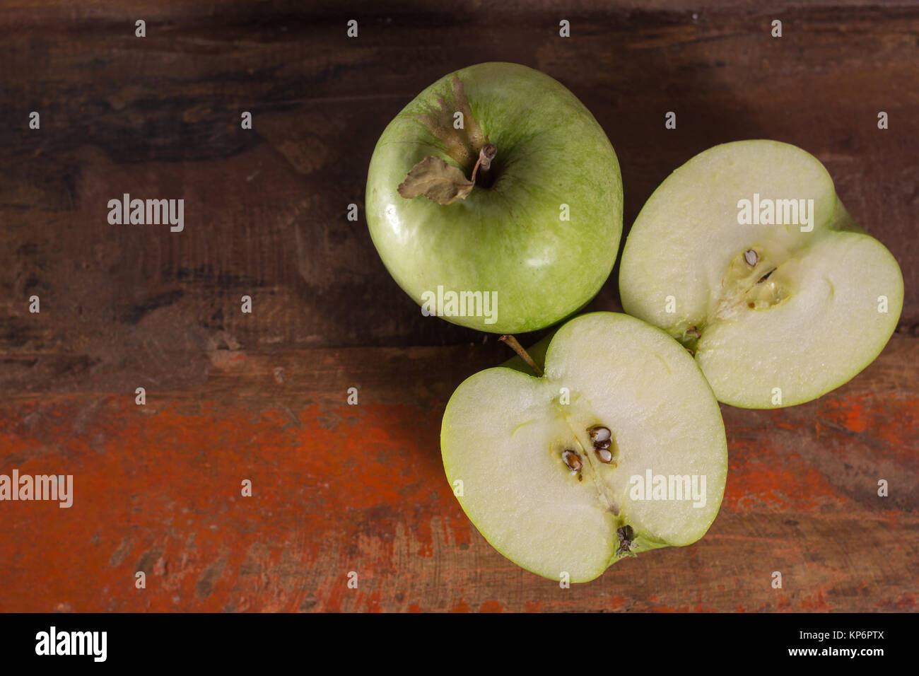 Fresh organic big green apples good for snack or school break Stock ...