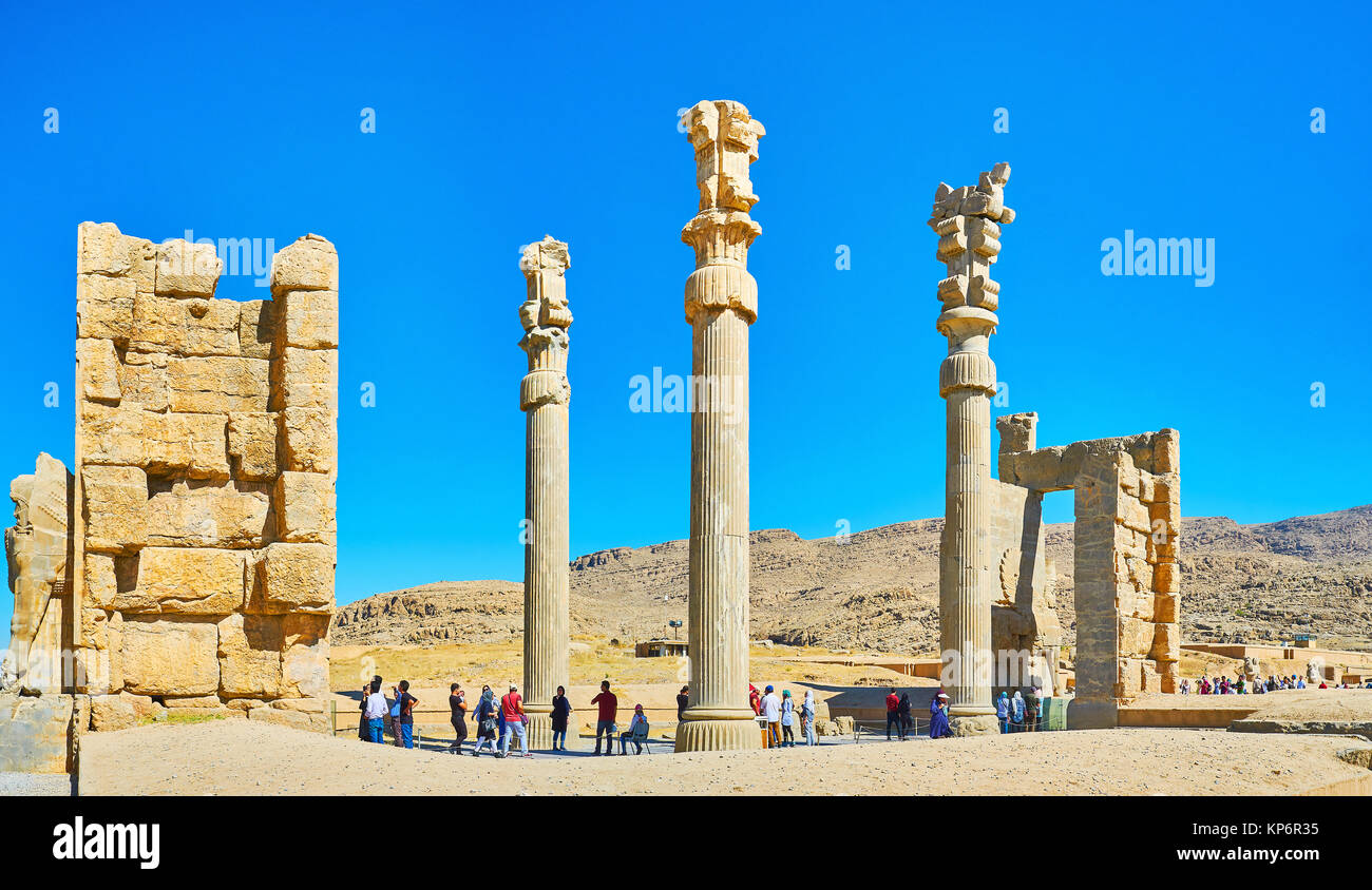 PERSEPOLIS, IRAN - OCTOBER 13, 2017: Panorama of All Nations Gate ...