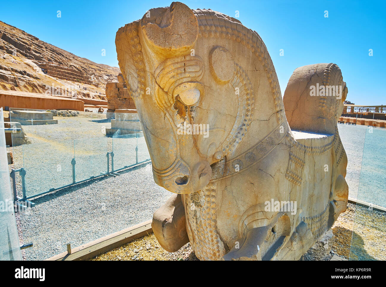The sculptured protome of double-headed horse in Persepolis ...