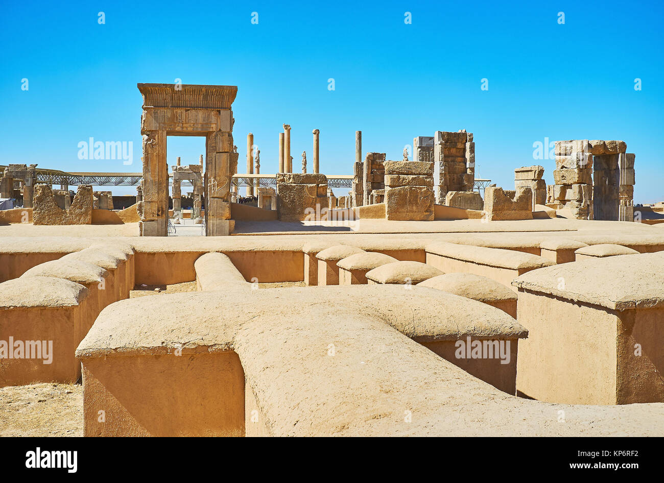 Preserved stone gates of Hundred Columns Hall, located in Persepolis ...