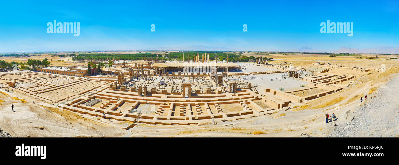 PERSEPOLIS, IRAN - OCTOBER 13, 2017: The wide panorama of Persepolis ...