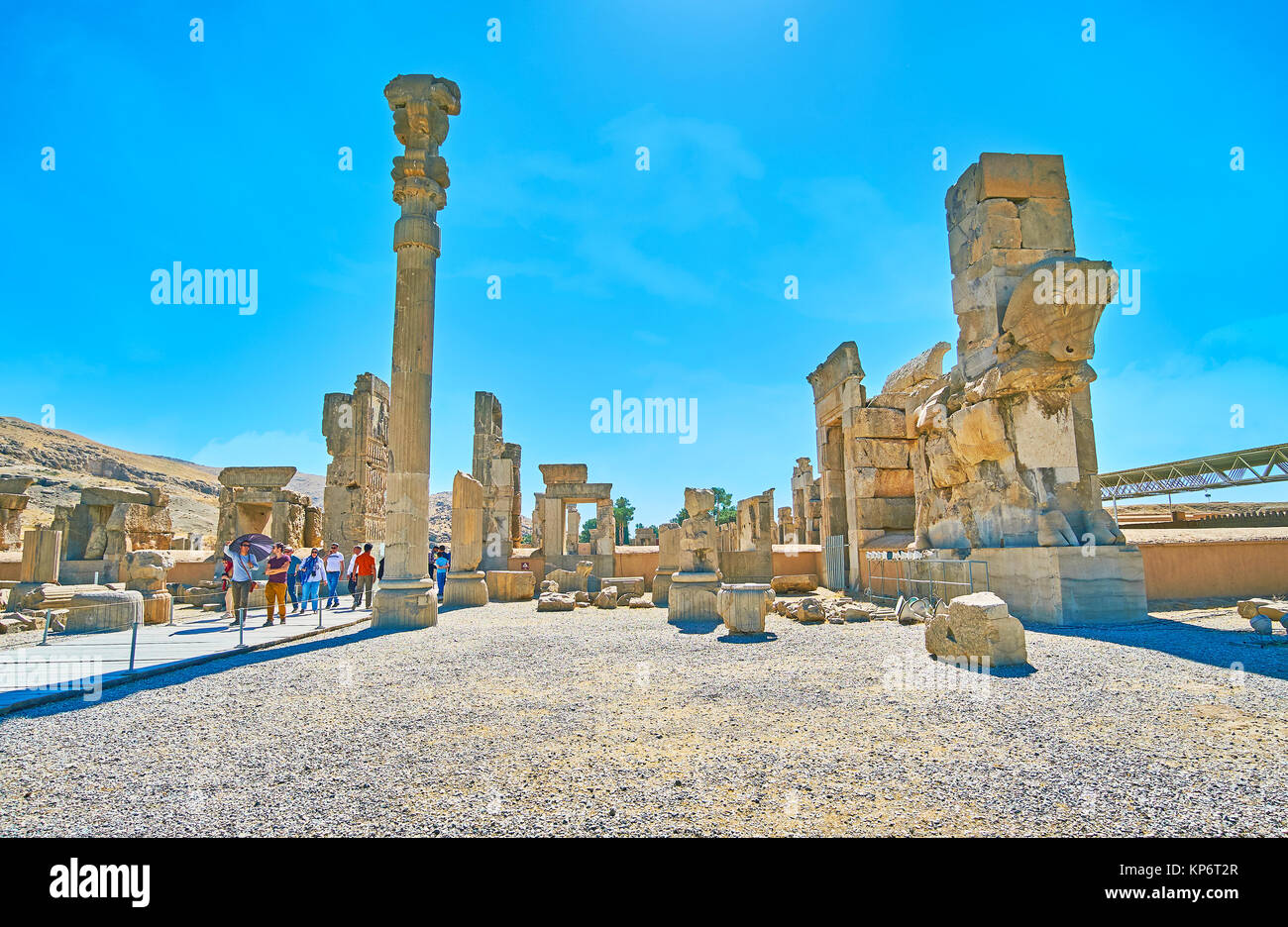 PERSEPOLIS, IRAN - OCTOBER 13, 2017: The hot midday in Persepolis ...