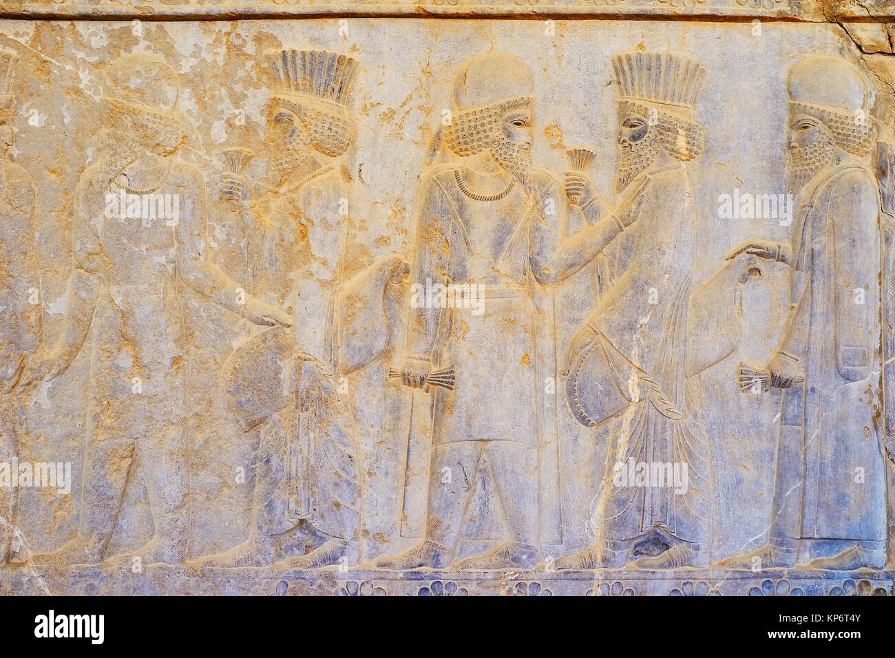 PERSEPOLIS, IRAN - OCTOBER 13, 2017: The ancient relief on wall of ...
