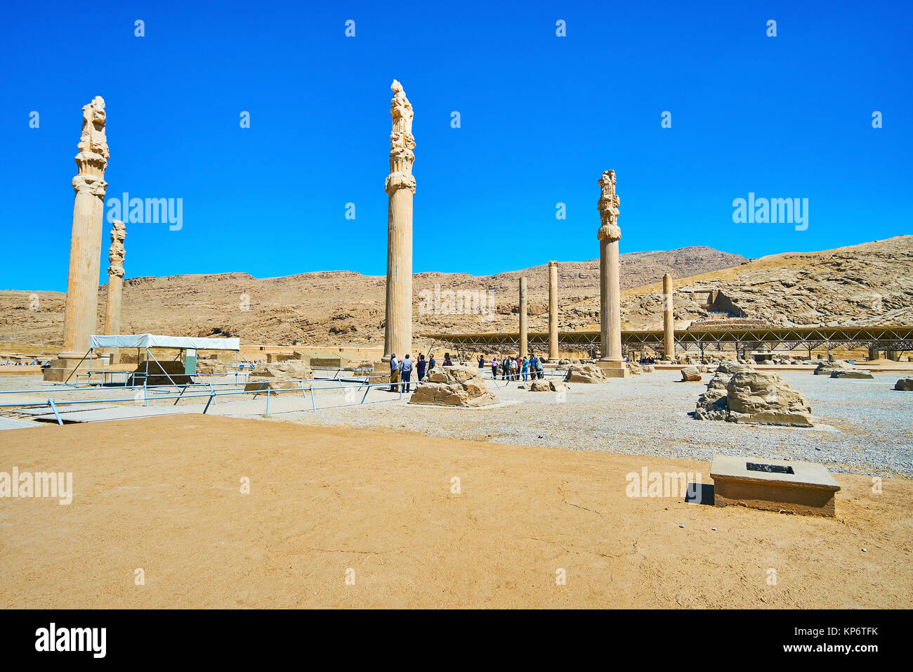PERSEPOLIS, IRAN - OCTOBER 13, 2017: The archaeological site of Apadana ...