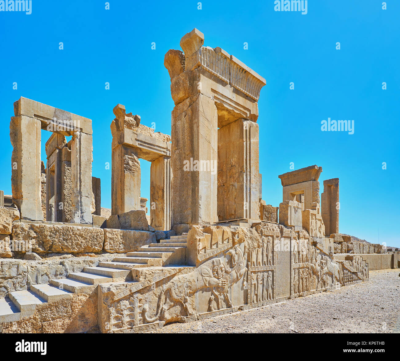 The ancient ruins of Tachara palace in Persepolis archaeological site ...