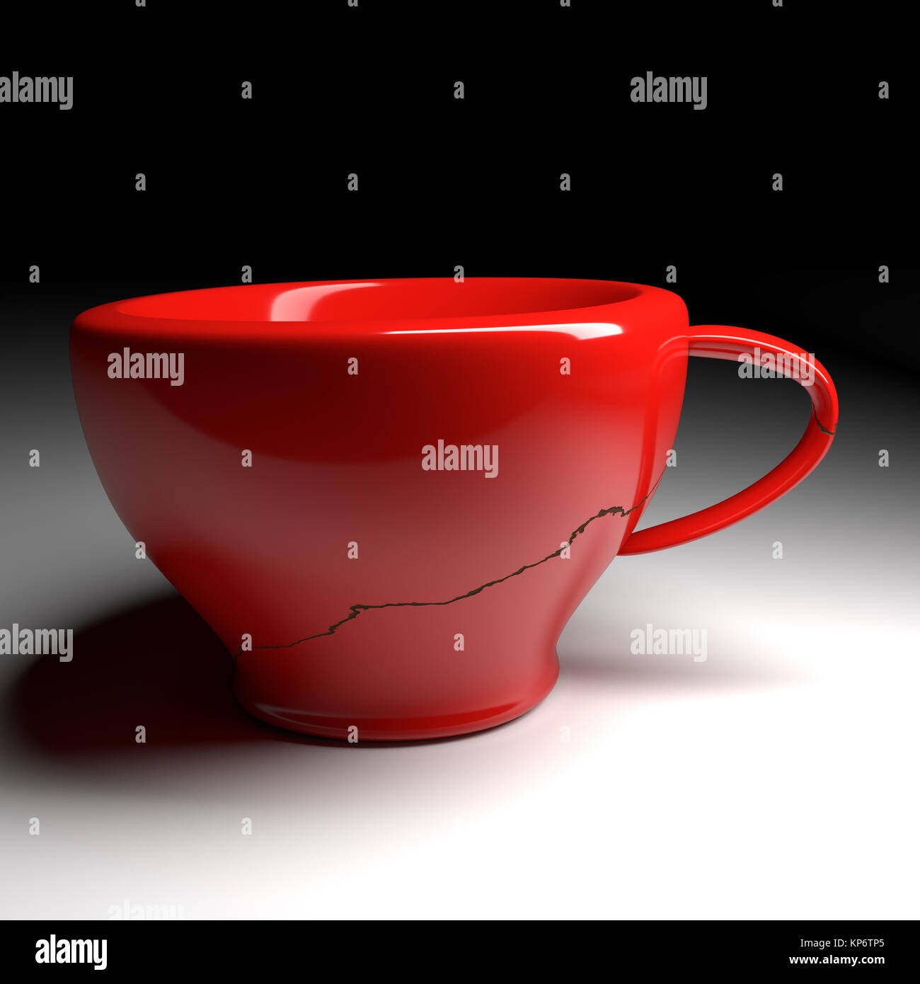 Close up of a cracked coffee cup in red Stock Photo - Alamy