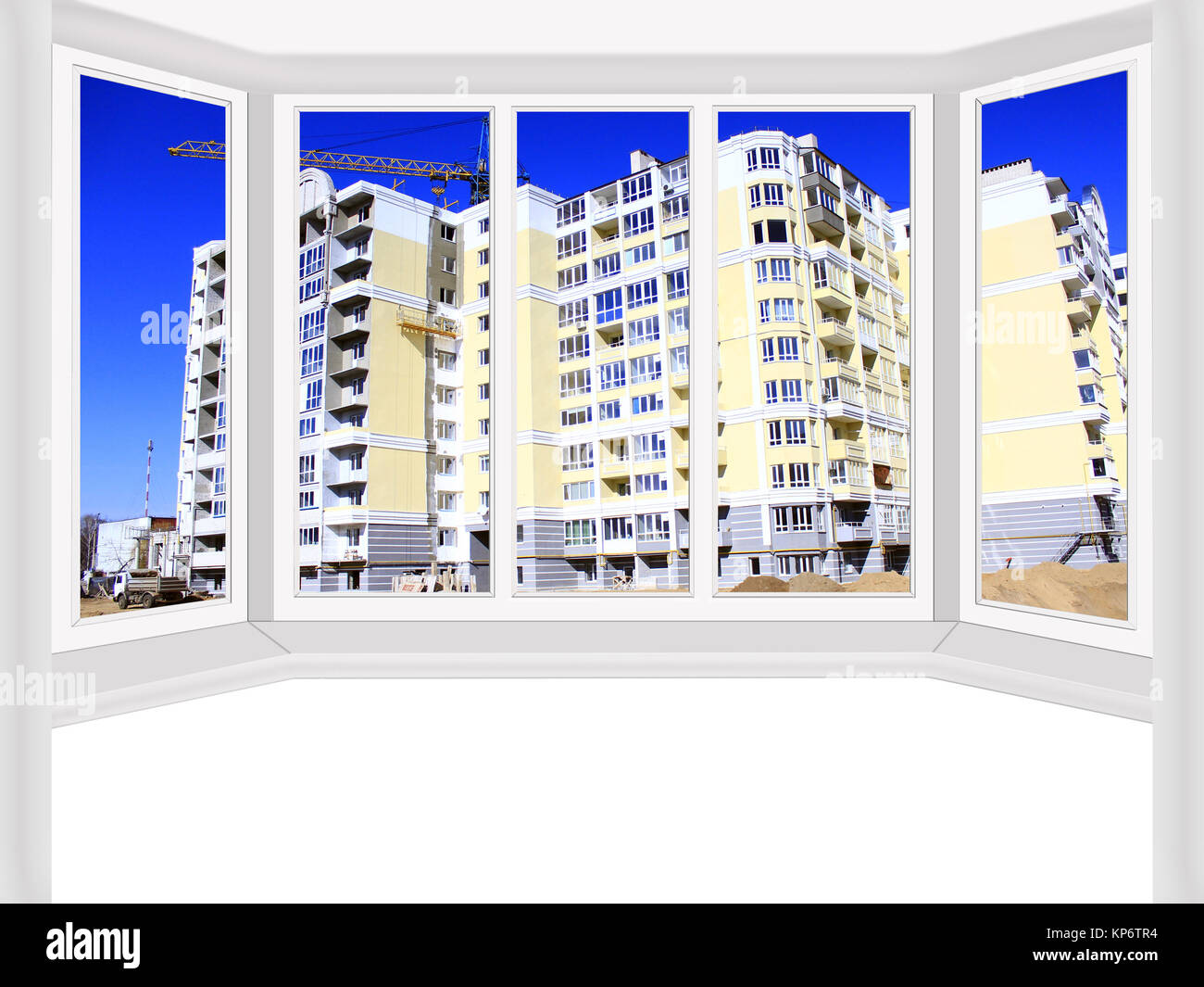 windows overlooking the construction of modern house Stock Photo - Alamy