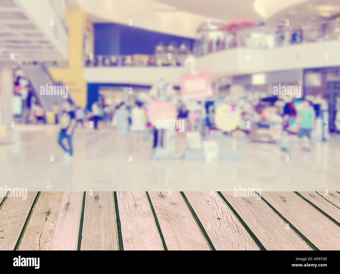 Wood table Department store Stock Photo - Alamy