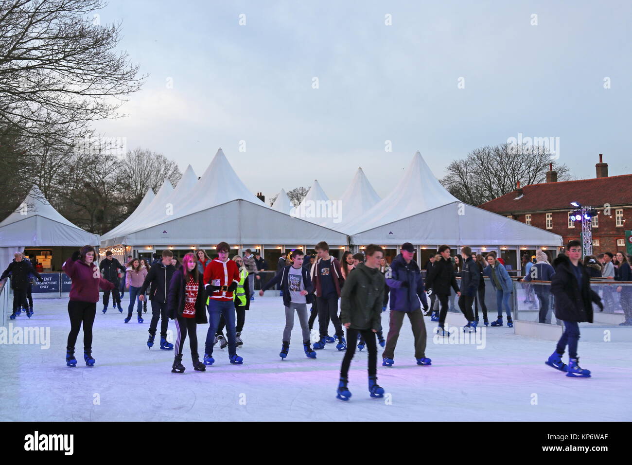 Skaters on the temporary ice rink (until 7th Jan 2018), Hampton Court ...