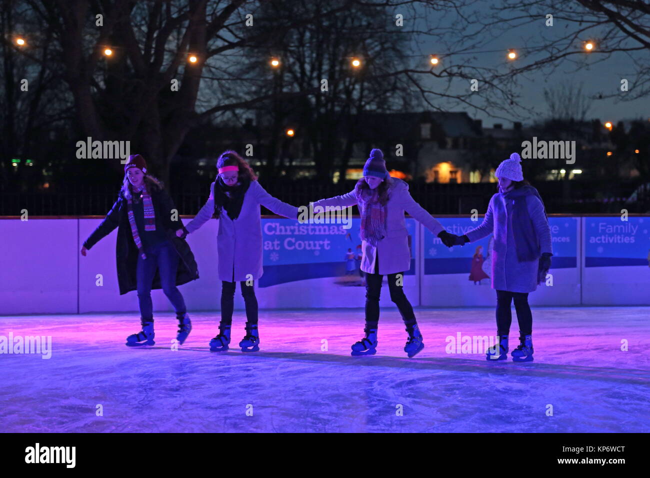 Skaters on the temporary ice rink (until 7th Jan 2018), Hampton Court ...