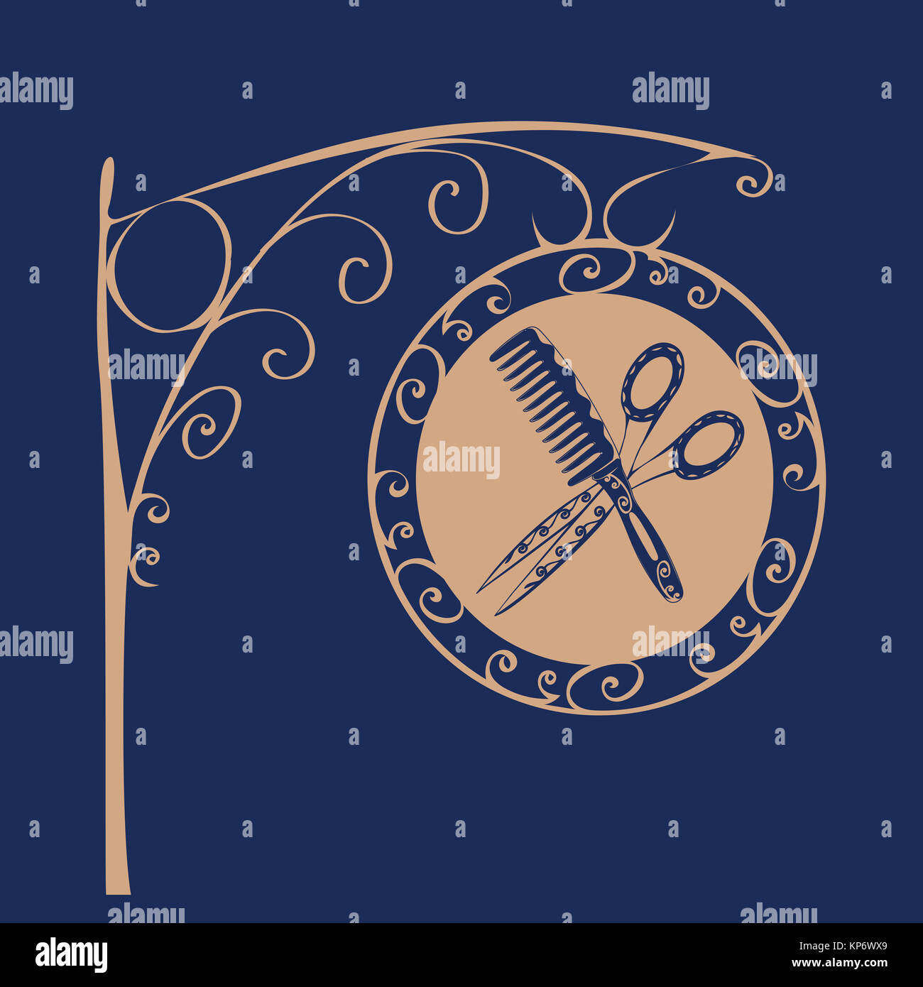 Vintage sign Barber comb and scissors Stock Photo - Alamy