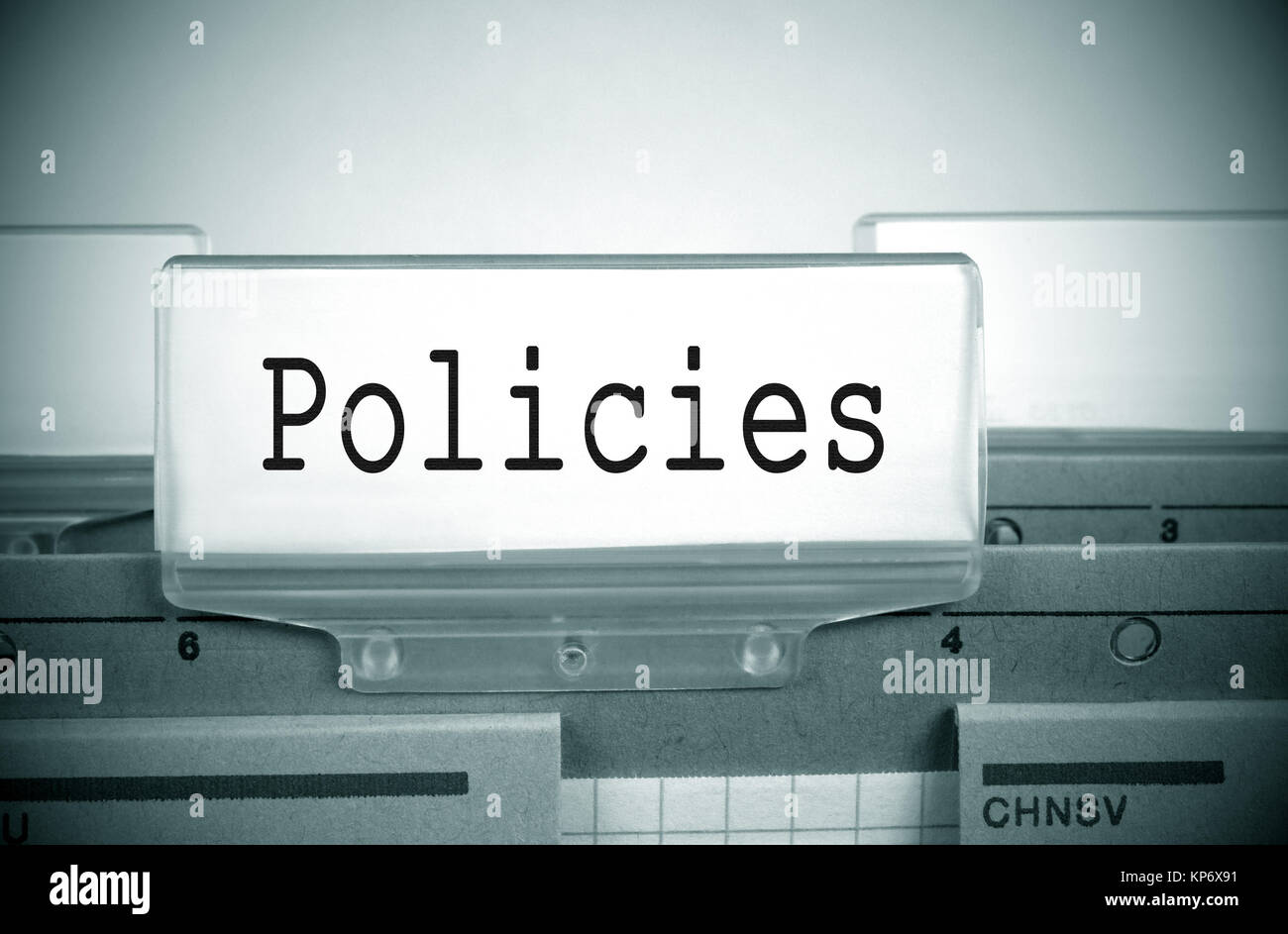 Policies Register Folder Index green with spotlight Stock Photo - Alamy