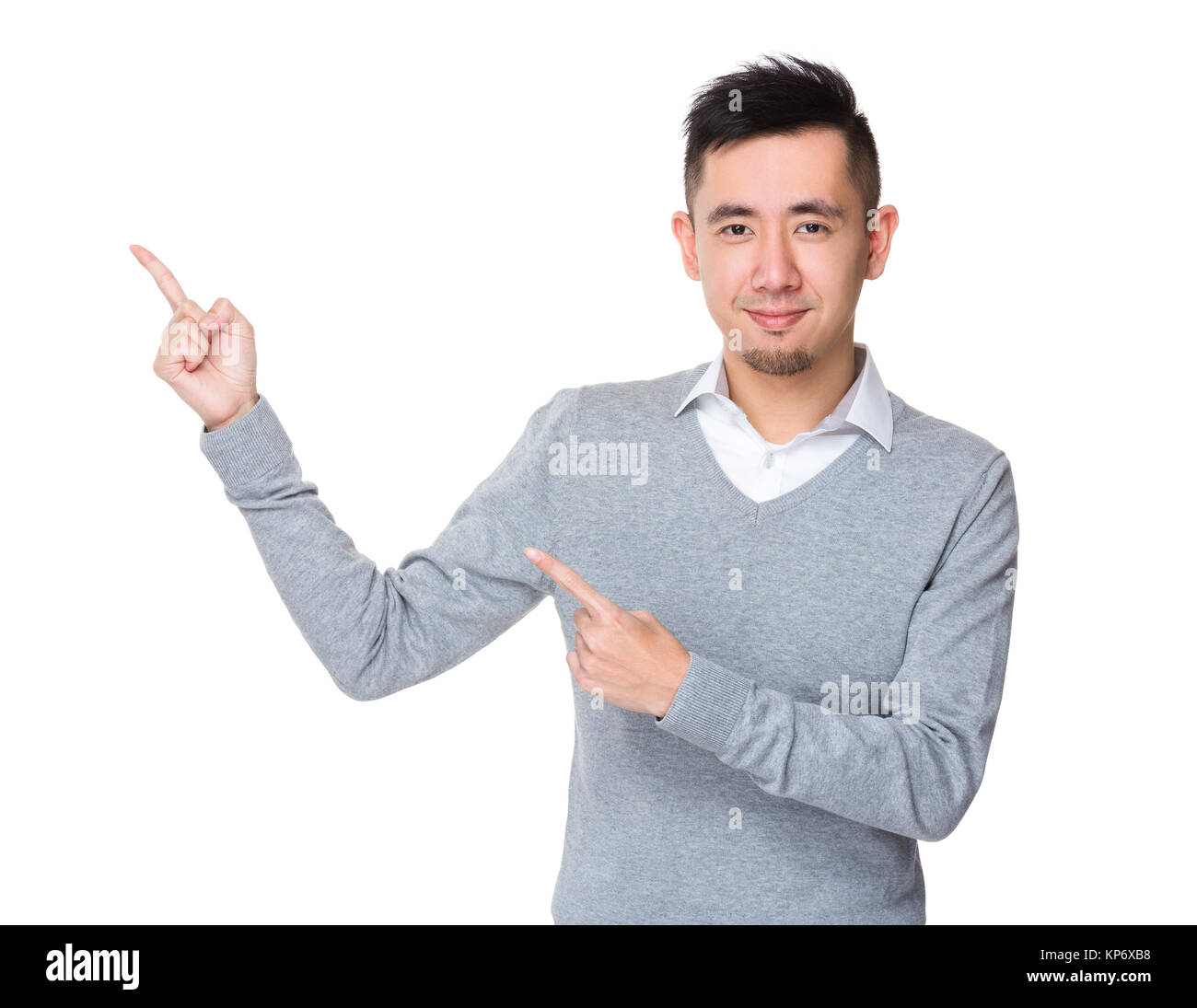 Businessman with finger point up Stock Photo - Alamy