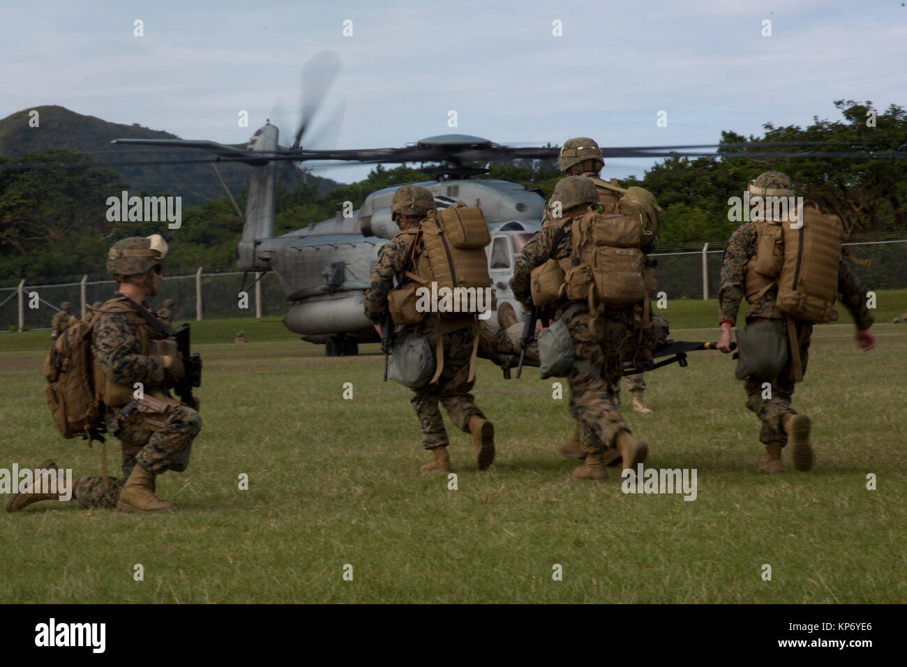 Marines and Navy corpsmen with Combat Logistics Battalion 31, 31st ...