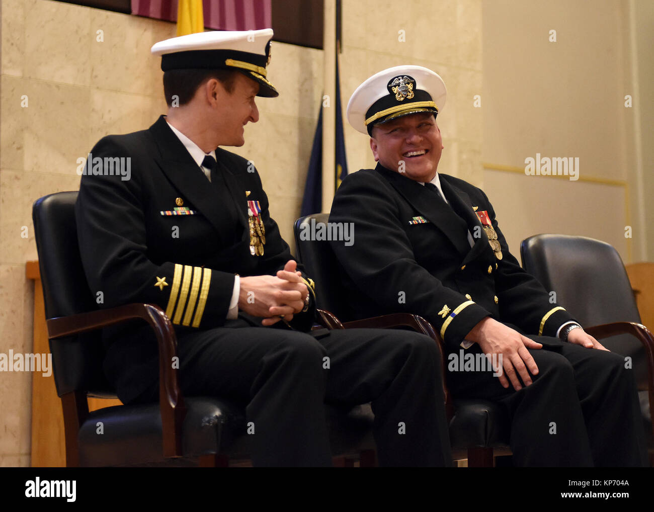 Capt. Brett E. Crozier (left), Commanding Officer of the U.S. 7th Fleet ...