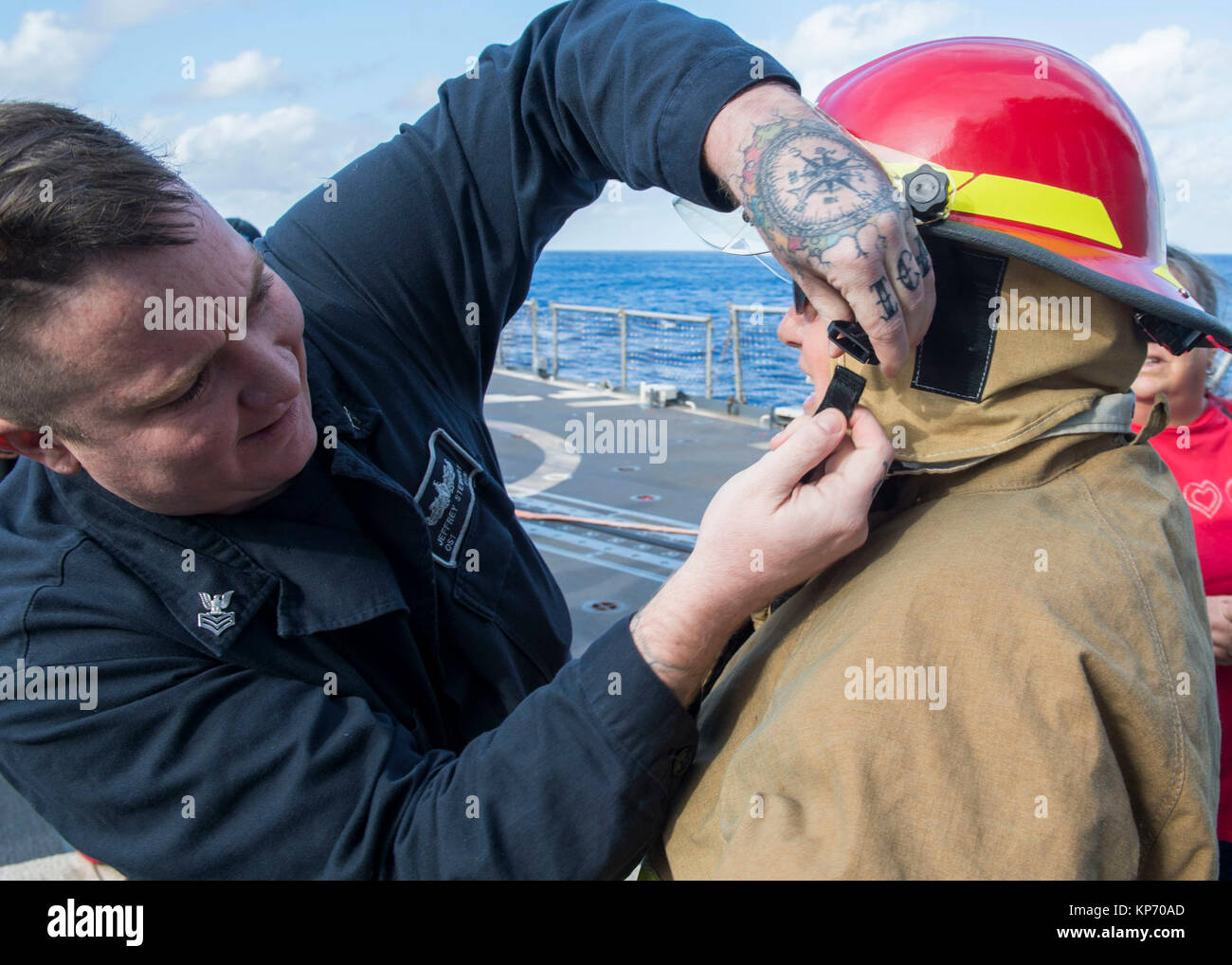 Navy ship firefighters Stock Photo - Alamy