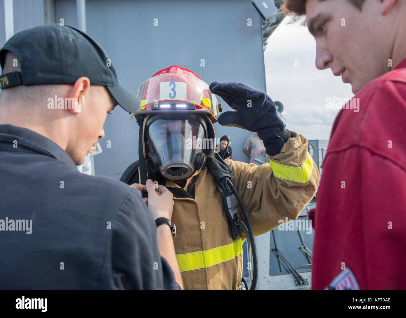 Navy ship firefighters Stock Photo - Alamy