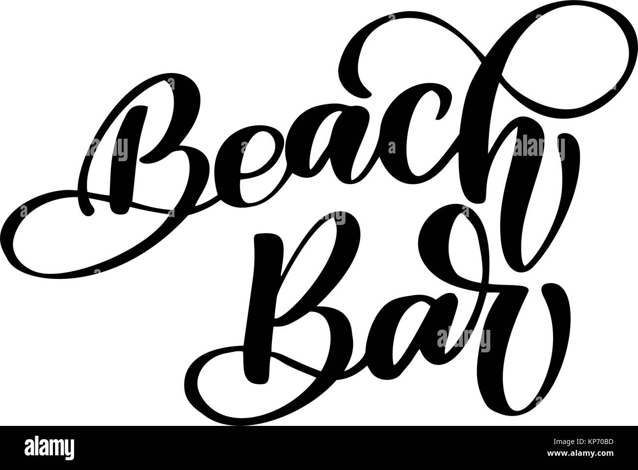 Hand drawn phrase beach bar. Vector lettering calligraphy greeting card ...
