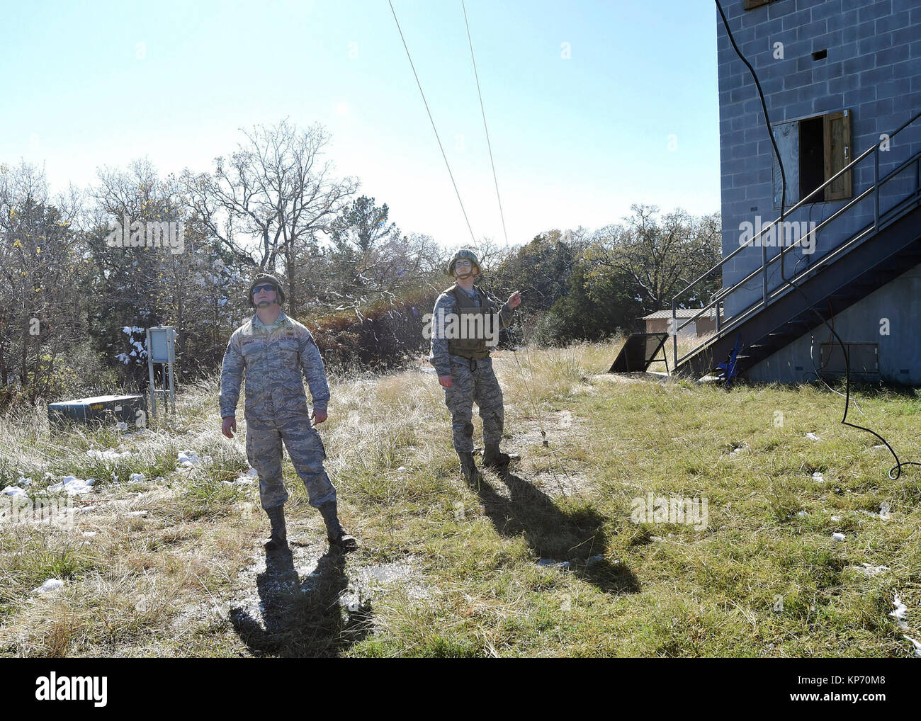 Tech. Sgt. Travis Stewart and Airman 1st Class Cameron Meitler, both ...