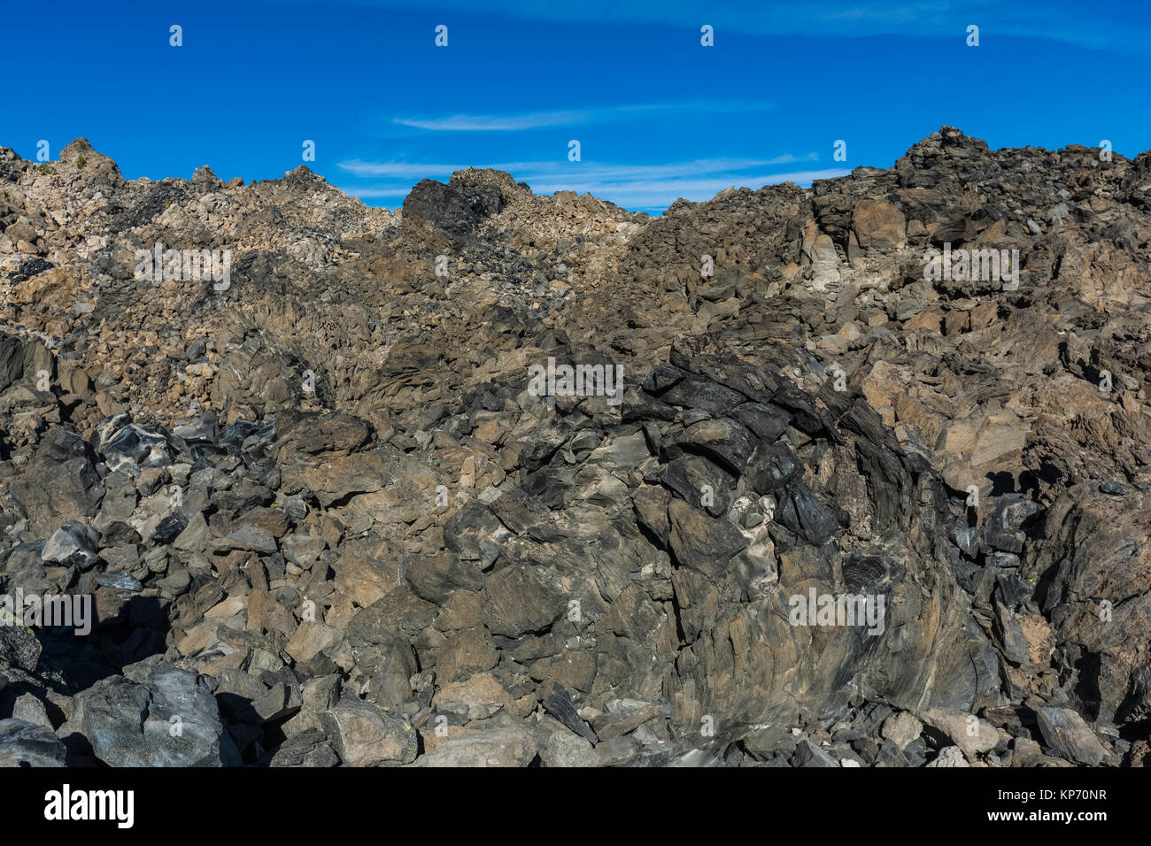 Pumice and obsidian along the Big Obsidian Flow Trail in Newberry National Volcanic Monument ...