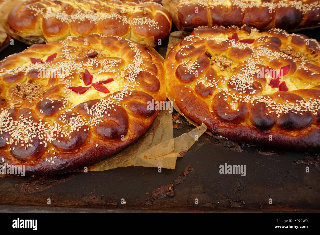 Tlaxcala Fiesta Bread (pan de fiesta) being sold at the Oaxaca festival ...