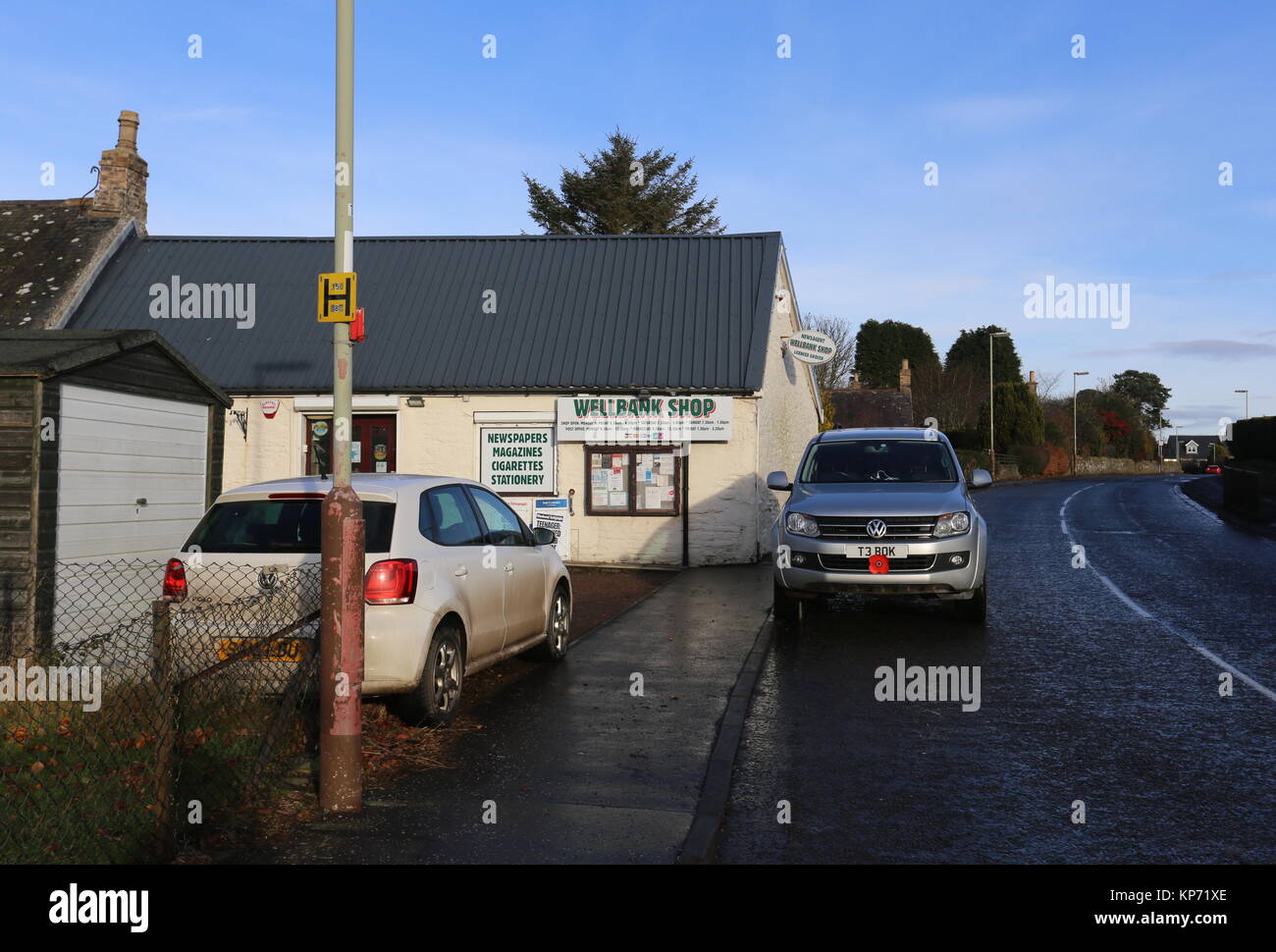 Exterior of Wellbank village shop Angus Scotland December 2017 Stock ...
