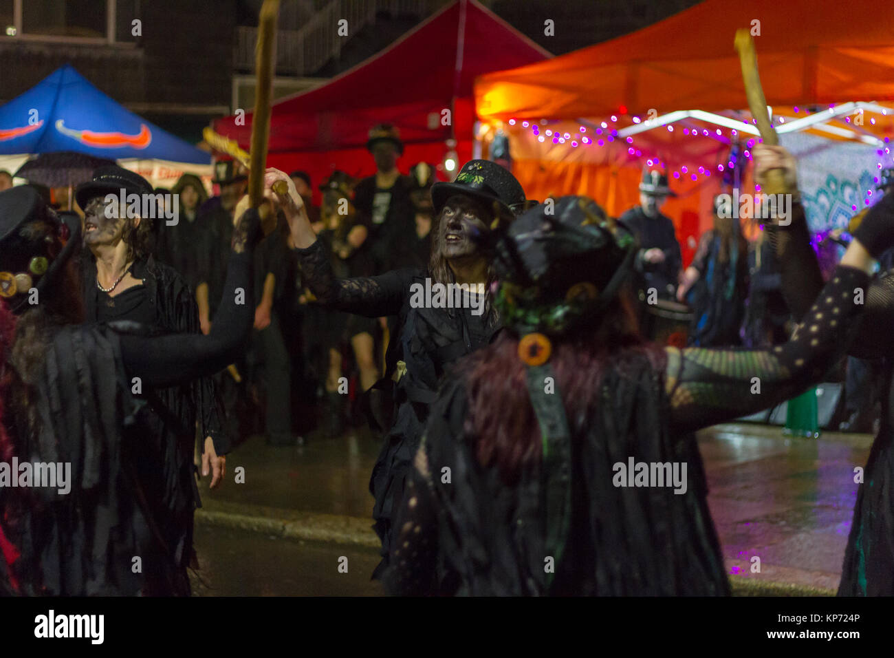 Border Morris Dancers performing at Totnes Christmas Market, December ...