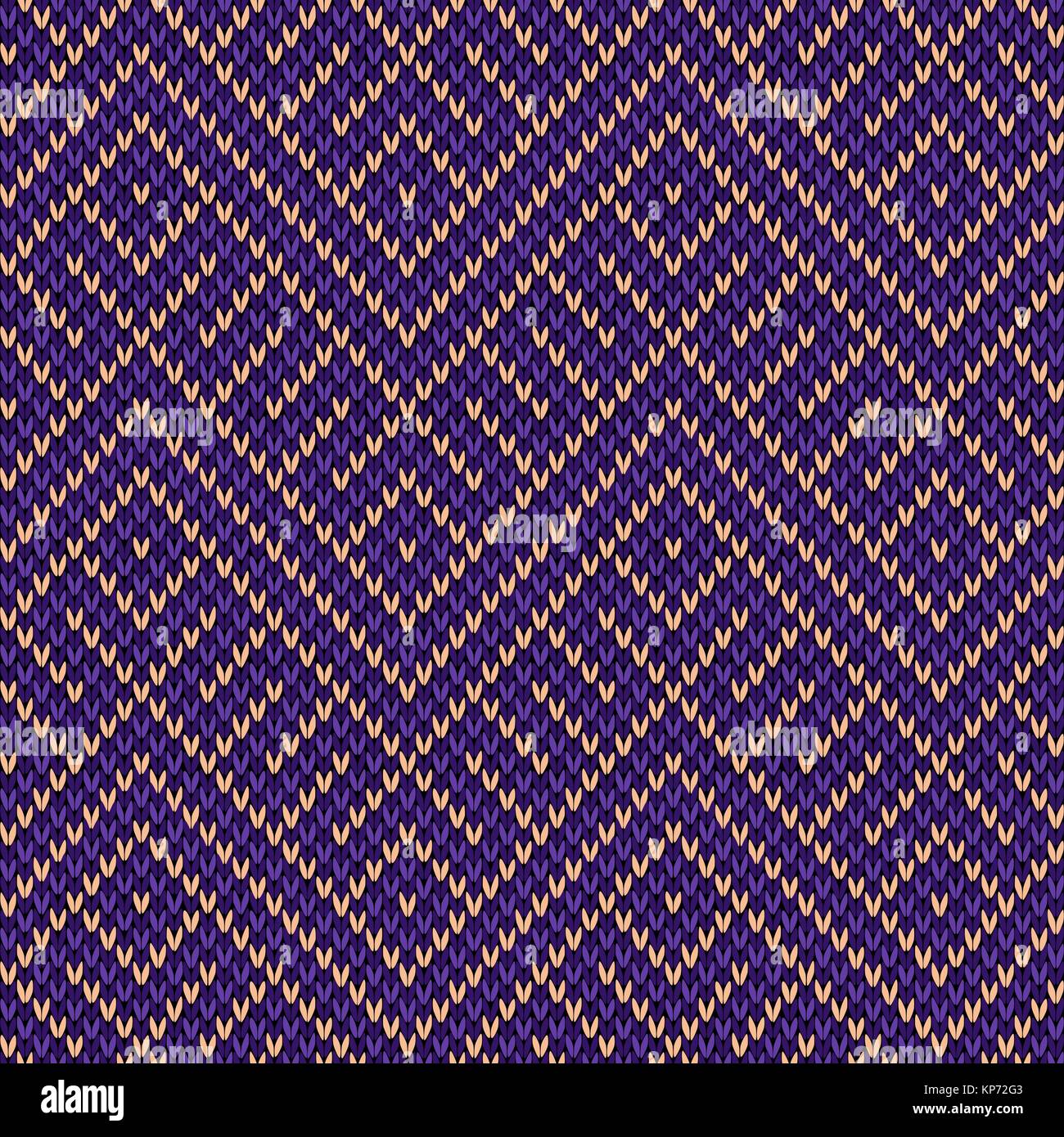 Geometric seamless knitted ornamental vector pattern mainly in violet ...
