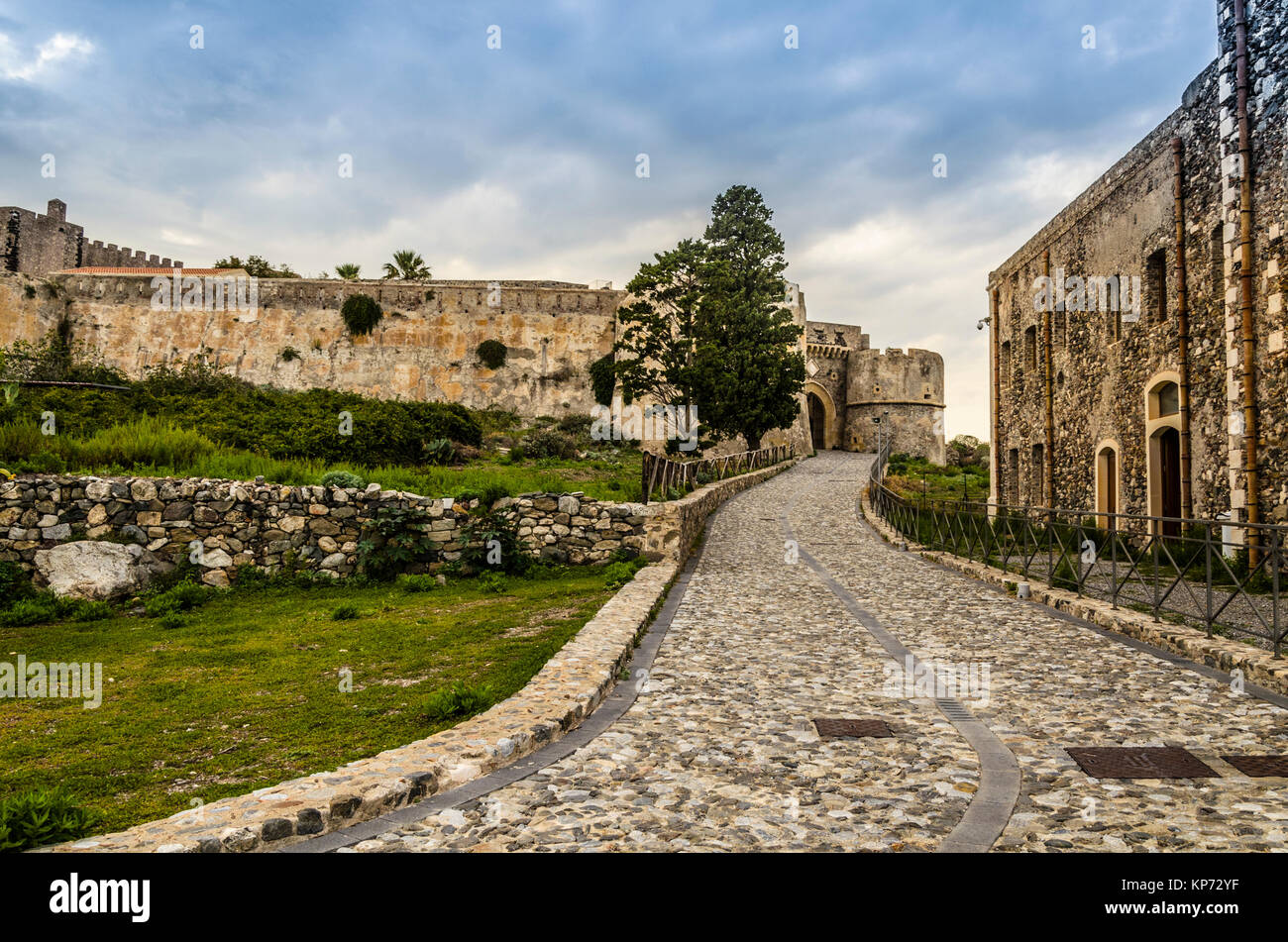 Street access to the old Norman fortification in the city of milazzo ...